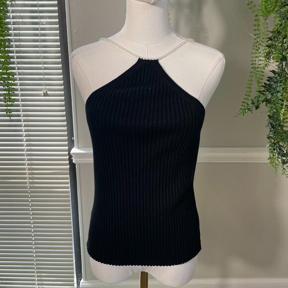 Line & Dot | Tops | Line Dot Elizabeth Pearl Neck Halter Top | Poshmark